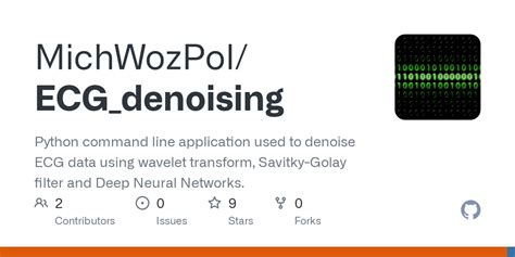 GitHub MichWozPol ECG Denoising Python Command Line Application Used To Denoise ECG Data