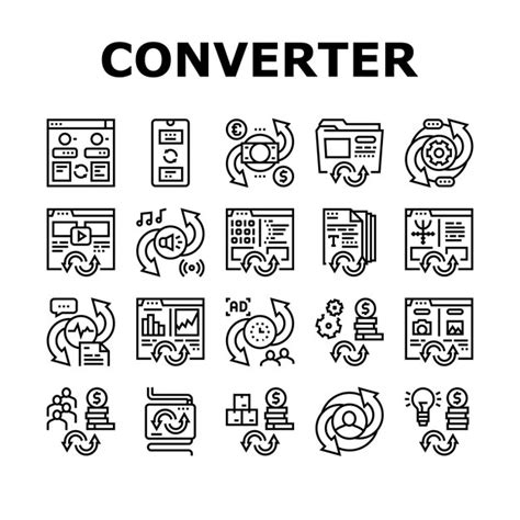Premium Vector Converter Application Collection Icons Set Vector