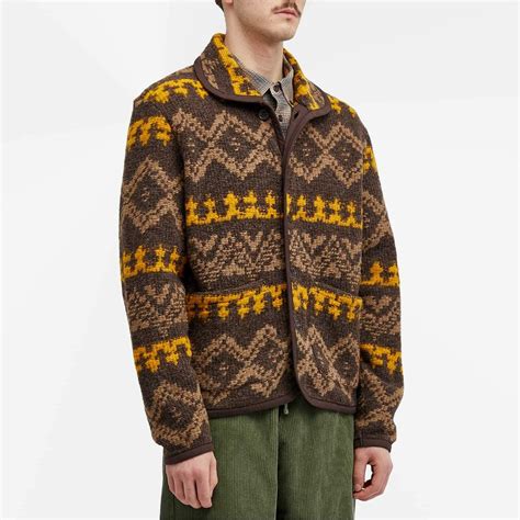 Universal Works Mens Moroccan Rug Fleece Lancaster Jacket In Brown