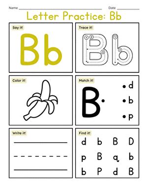 Bb Letter Formation Handwriting And Coloring Sheet For Early Learners