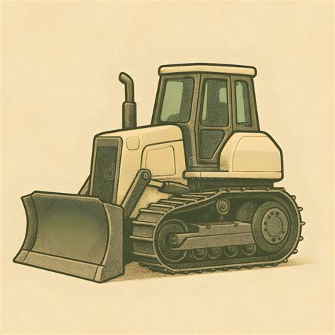 Powerful Bulldozer With Continuous Tracks And Front Blade Is Ready For