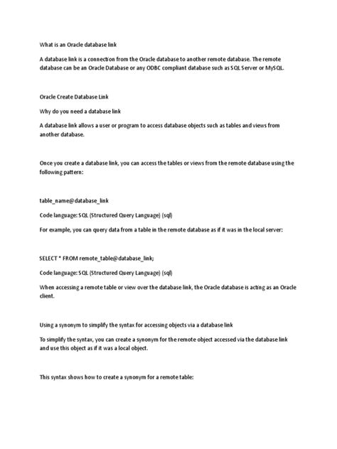 Database Link Pdf Sql Databases