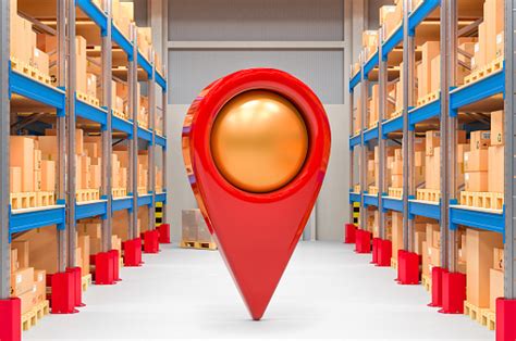 소포 추적 개념입니다 창고 내부의 맵 포인터입니다 3d 렌더링 창고에 대한 스톡 사진 및 기타 이미지 창고 지도 화물운반대 Istock