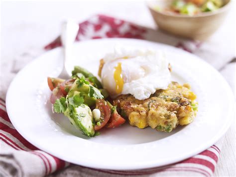 Sweet And Sassy Corn Fritta With Sunny Poached Egg 600 Cal Veggie Recipe