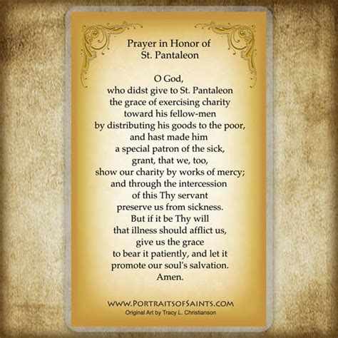 St Pantaleon Holy Card Portraits Of Saints