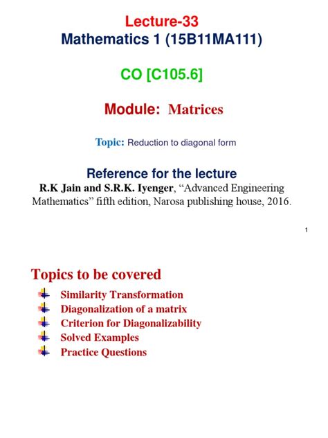 Reduction To Diagnol Form Pdf Eigenvalues And Eigenvectors Matrix Mathematics