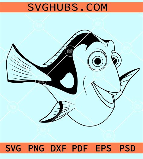 Blue Tang Fish Svg Dory Svg Fish Clipart Fish Coloring Book Svg