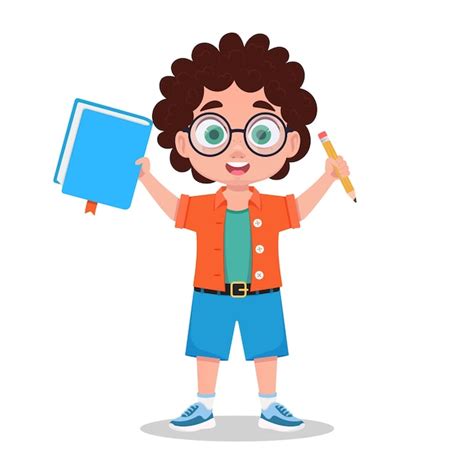 Premium Vector Cute Boy With Notebook And Pen In Hand