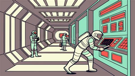 Space Exploration Astronaut Inside A Futuristic Spaceship Vector