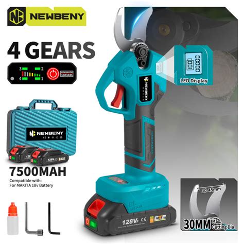 30mm Brushless Electric Pruner Shear 4 Gear Cordless Rechargeable Fruit