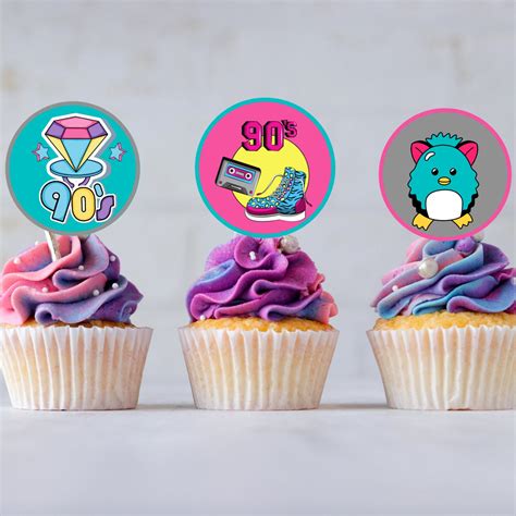Printable I Love The 90s Party Cupcake Toppers