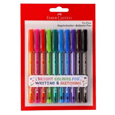 Faber Castell Tri Flow 10 Colour Ball Point Pen Set Paperly
