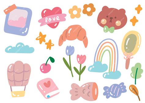 Premium Vector Set Of Cute Icon Aesthetic Element