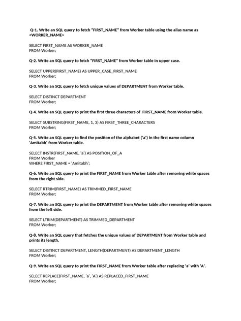 Sql Question Pdf Sql Data