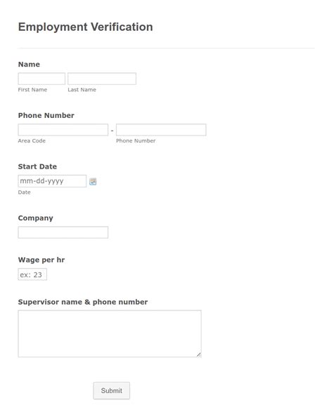 General Employment Verification Form