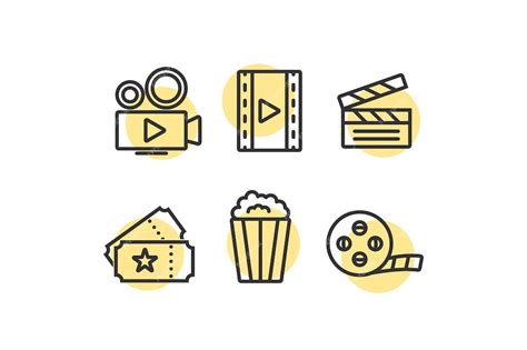 Conjunto De ícones Do Filme Símbolo De Ilustração De Cinematografia