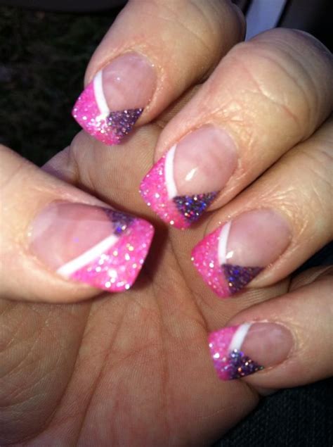 Girly Nails Pink And Purple Glitter Purple And Pink Nails Pink