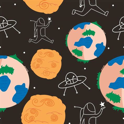 Seamless Space Pattern Vector Illustration Hand Drawn 10993887 Vector