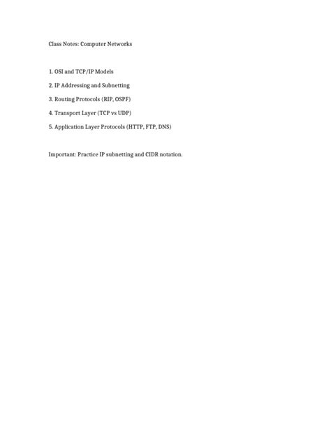 Computer Networks Class Notes Pdf
