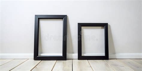 Black Plastic Rectangle Frames On White Wood Floor A Surreal Mockup For