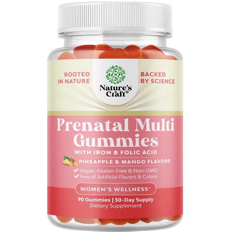 Natures Craft Vegan Prenatal Gummies For Women With Iron Folic Acid
