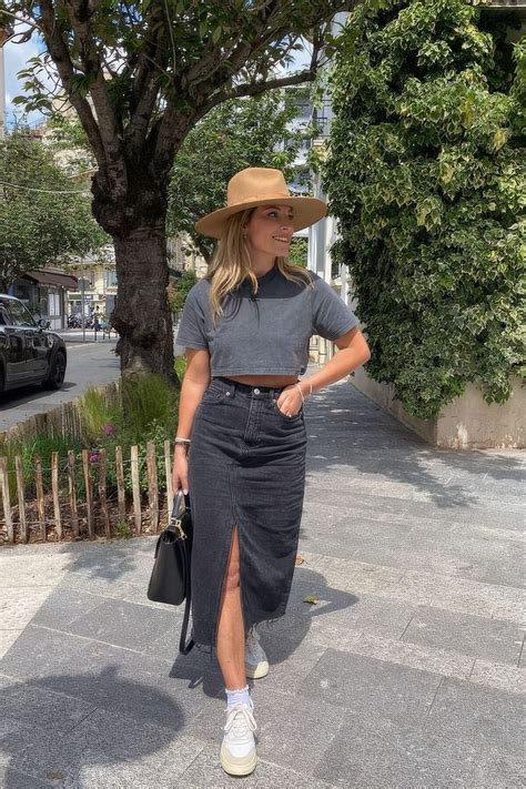 49 Trendy Denim Midi And Maxi Skirt Outfits For Summer Styleoholic