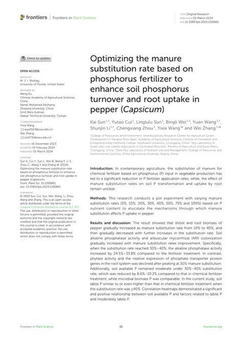 Pdf Optimizing The Manure Substitution Rate Based On Phosphorus