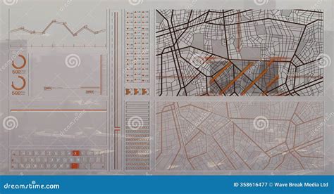 City Map And Data Analysis Image Over Digital Interface With Charts And