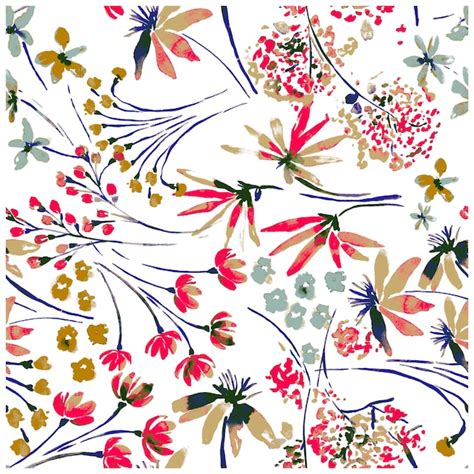 Premium Vector Beautifull Seamless Pattern Of Flowers With Stem White