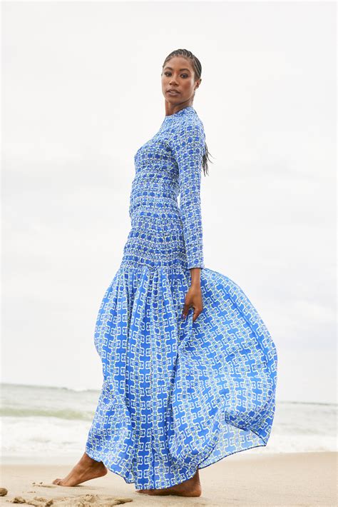 Simone Printed Smocked Maxi Dress Sea Walls Marrisa Wilson New York