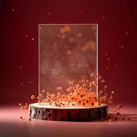 Gleaming Glass Ruby Glow A Serene Scene With Tanacetum Parthenium Stock Illustration