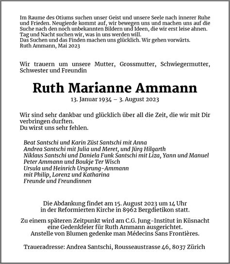 Ruth Marianne Ammann Hommages