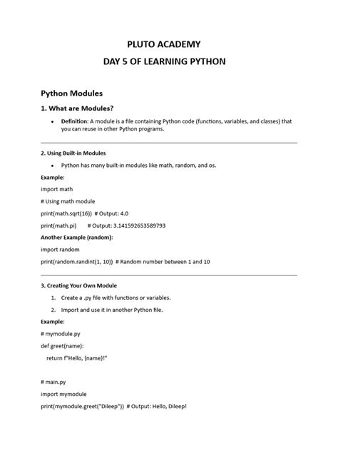 Python Modules And Error Handling Guide Pdf Python Programming