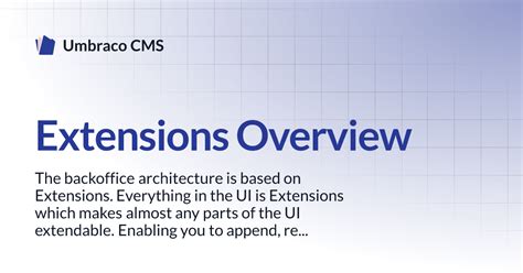 extensions overview umbraco cms