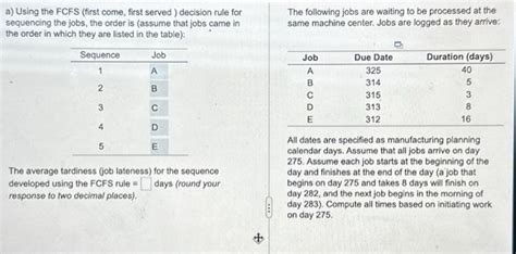Solved A Using The Fcfs First Come First Served Decision
