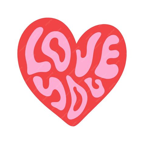 Funky Líquido Abstracto Love You Texto De Letras En Forma De Corazón