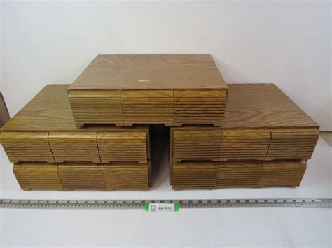 5 Storage Cassette Boxes Wooden Box Wplastic Drawers Each Hold