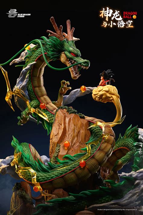 Shenron And Son Goku With Led Dragon Ball Resin Statue Blue Dragon