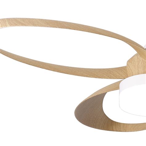 Mantra Infinity Semi Flush White And Wood Led Ceiling Fan Light