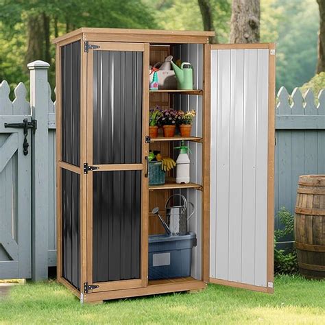 Outdoor Storage Cabinet Waterproof With Shelves Outside