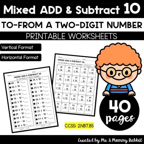 Mixed Adding And Subtracting 10 To From A Two Digit Number Worksheets