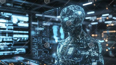 Artificial Intelligence Humanoid in a Sci-fi Environment Futuristic Lab Digital Art High-tech ...