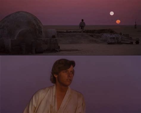 In Star Wars A New Hope 1977 Luke Skywalker Stares Directly At Two