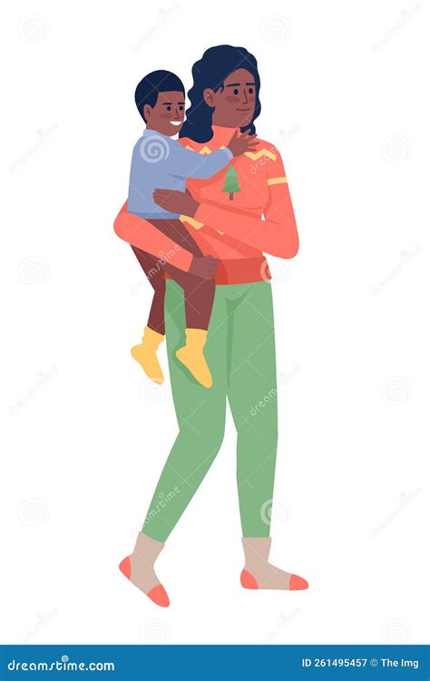 Mother And Her Son Semi Flat Color Vector Character Stock Vector Illustration Of Graphic