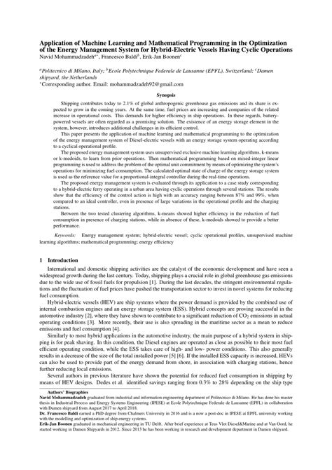 PDF Application Of Machine Learning And Mathematical Programming In Optimization Of Energy