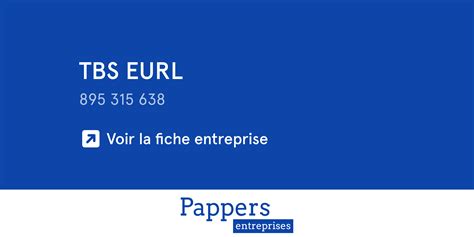 Société Tbs Eurl Chiffre Daffaires Statuts Extrait Dimmatriculation