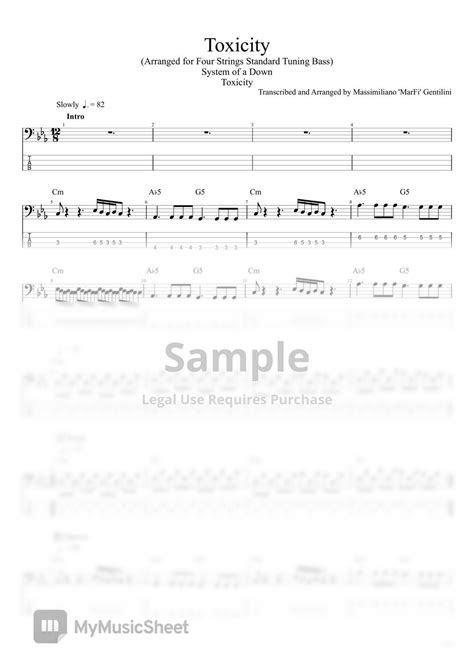 System Of A Down Toxicity Standard Tuning Bass Guitar Tab Pdf