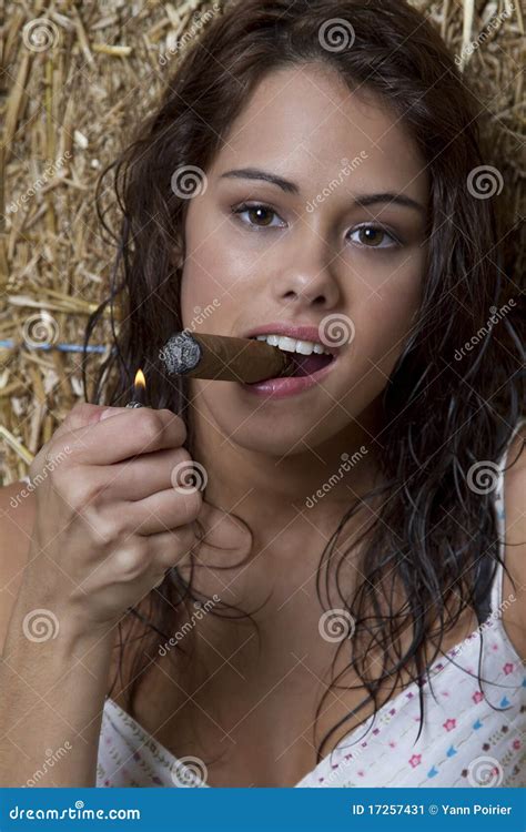 A Cigar And A Girl Stock Image Image Of Diseases Attractive 17257431