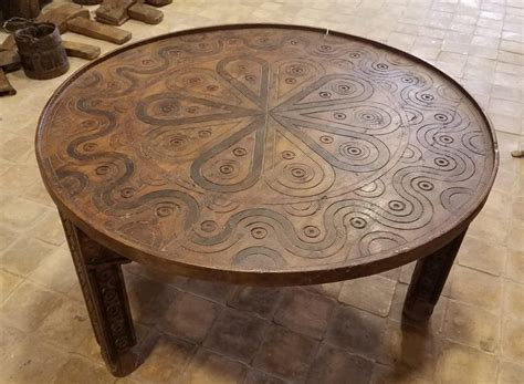 Moroccan Hand Carved Coffee Table Round And Simple At 1stdibs
