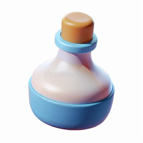 3d Render Of Small Glass Potion Bottle With Blue Rim And Wooden Lid For Game Design Or Fantasy